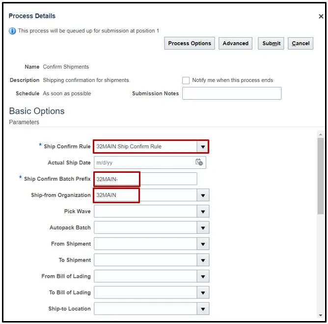 INV-47 Schedule Confirm Shipment | NCOSC