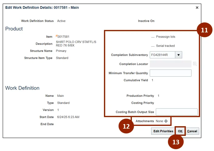 MFG-06 Update Work Definition | NCOSC